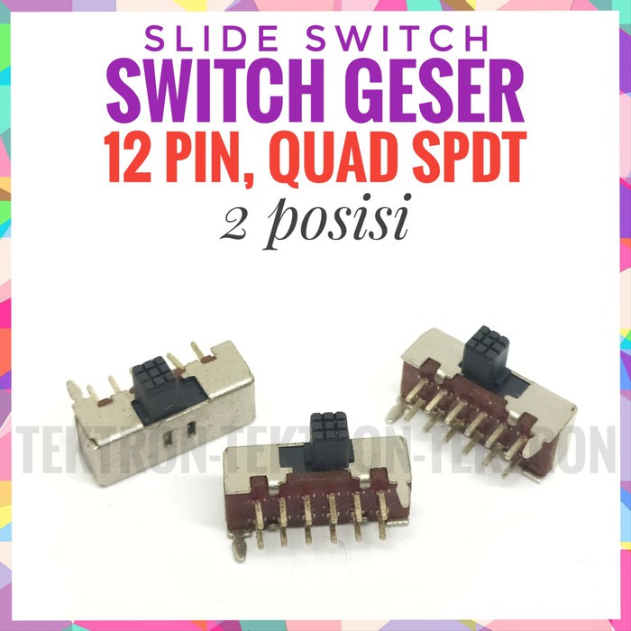 Jual Switch Geser 12pin 4xSPDT 4PDT 2 Posisi Slide Saklar toggle ...