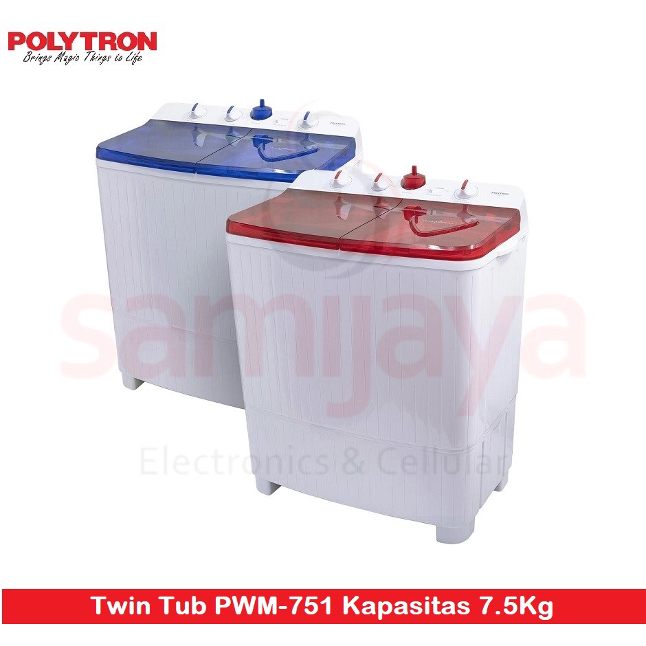 Jual MESIN CUCI DUA TABUNG - TWIN TUB POLYTRON PWM-751 / PWM 751 KAPASITAS 7.5 KG BERGARANSI ...