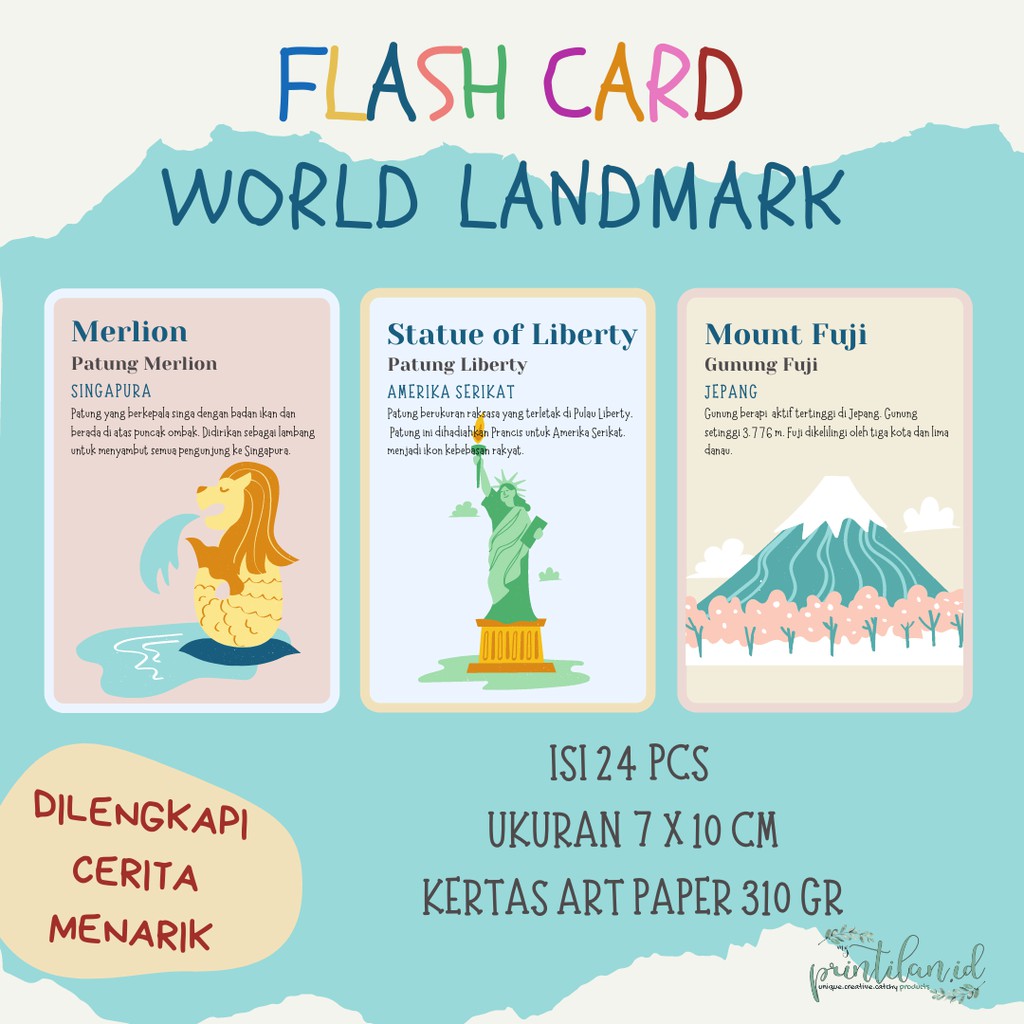 Jual FLASH CARD WORLD LANDMARKS | FLASHCARD ICON NEGARA | MAINAN ...