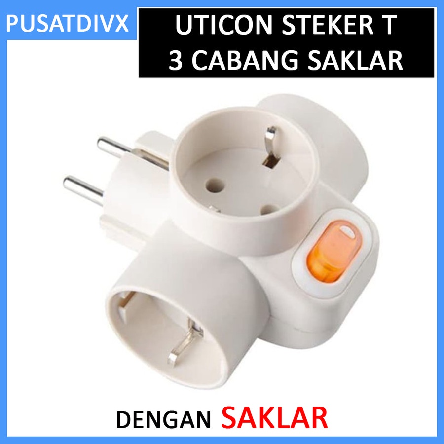 Jual UTICON STEKER T 3 CABANG STOP KONTAK MULTI LISTRIK COLOKAN ...