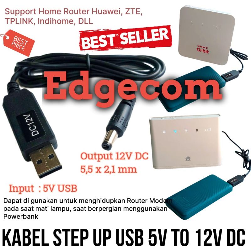 Jual Kabel Step up USB 5V to 12V DC Converter Adapter for Modem Home ...