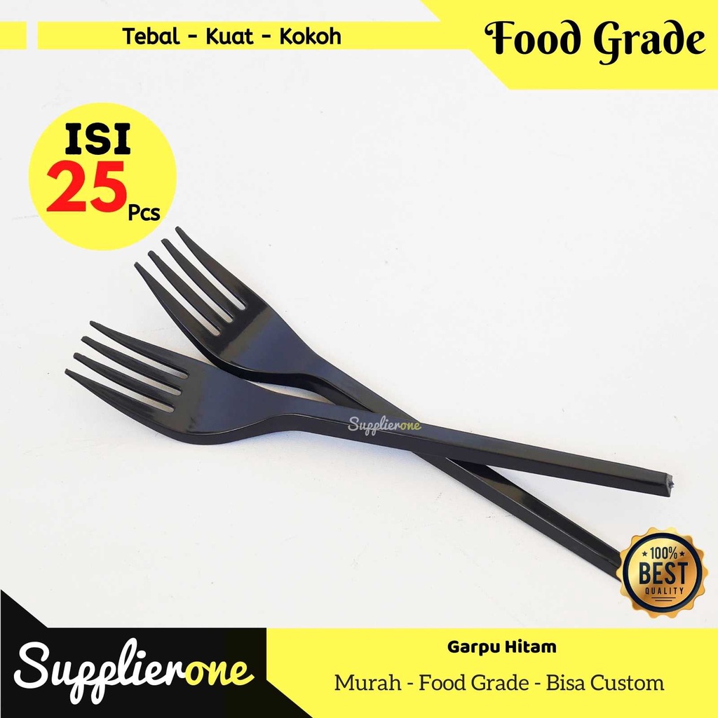 Jual Garpu Makan Hitam, Putih dan Transparan isi 25 Pcs / Garpu Plastik ...