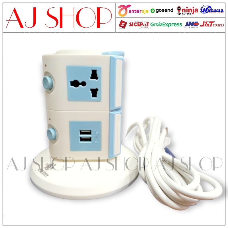 Jual Colokan Listrik Model Menara Vertikal 2 Tingkat Susun 7 Colakan ...