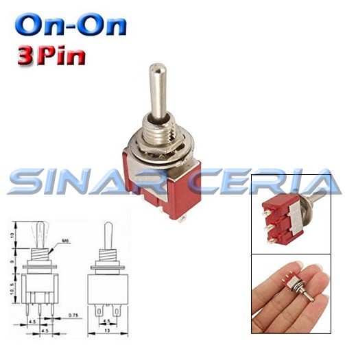 Saklar Toggle 3 Pin 2 Arah ON-ON Togel Switch Tuas MTS 102 Way Metal ...