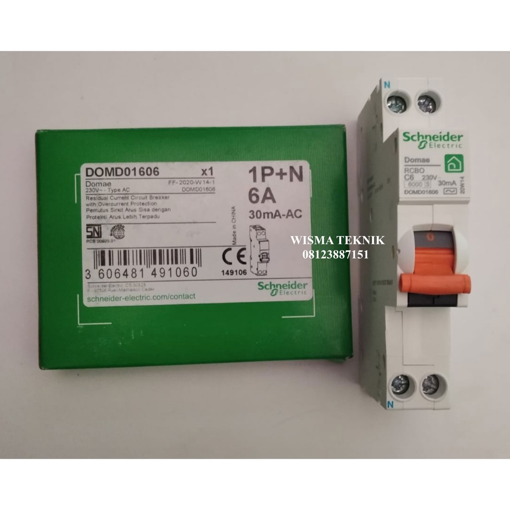 RCBO SCHNEIDER Slim Domae 1P+N (MCB+ELCB) 6A - DOMD01606 | Shopee Indonesia