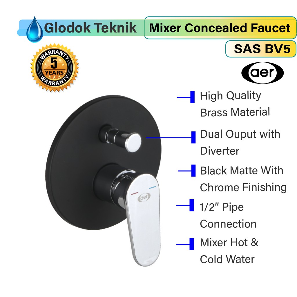 Jual AER Kran Tanam Shower Tembok Panas Dingin 2 Fungsi Keran Air SAS BV5 | Shopee Indonesia