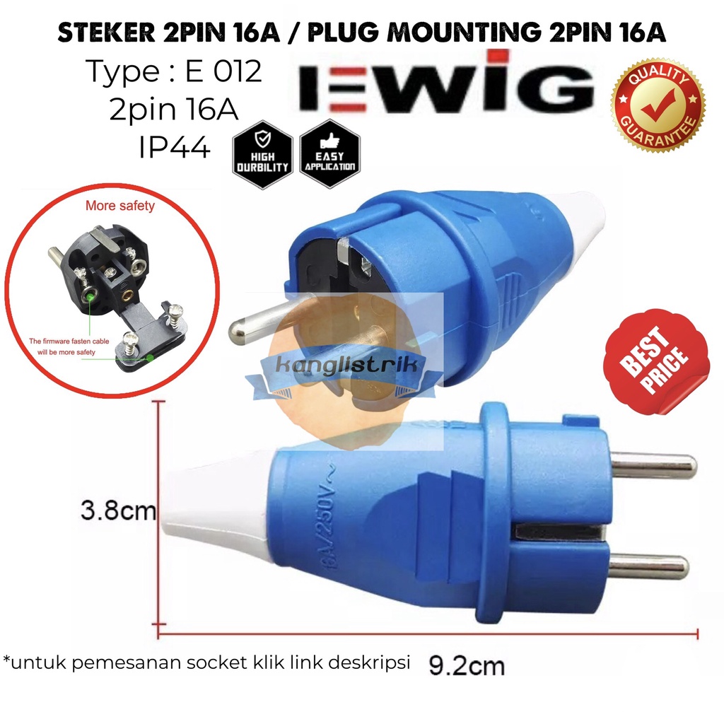 Jual STEKER 2P 16A PLUG MOUNTING 2KAKI 16A | Shopee Indonesia