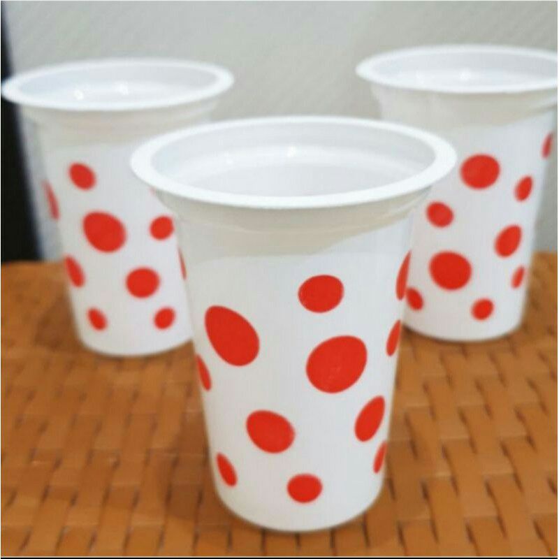 Jual Gelas Cup Plastik Motif Bola Polkadot putih Kecil Aqua Es Cream ...