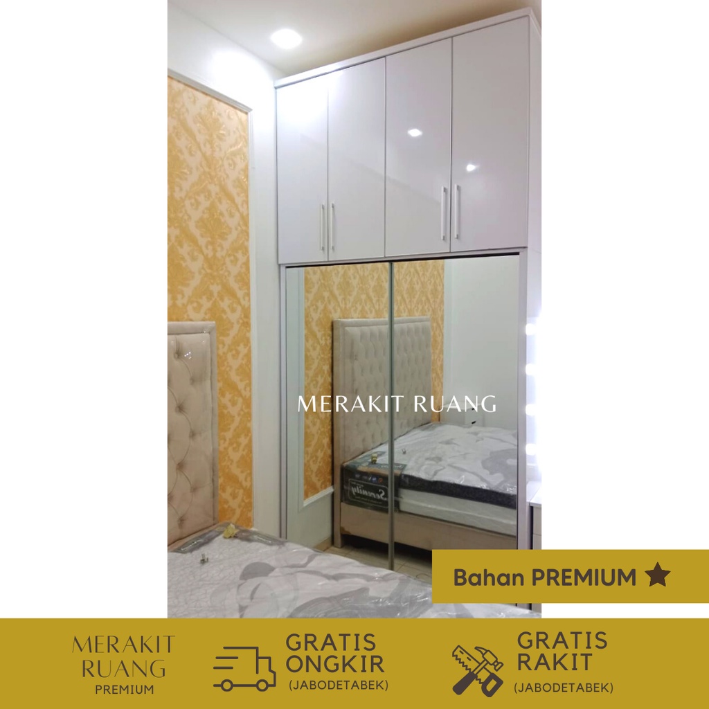 Jual Lemari Pakaian Sliding Premium 2 Pintu Dengan Kabinet Bahan ...