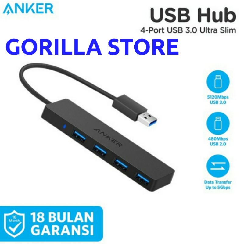 Jual USB Hub Anker 4 Port Usb 3.0 Ultra Slim - A7516 | Shopee Indonesia