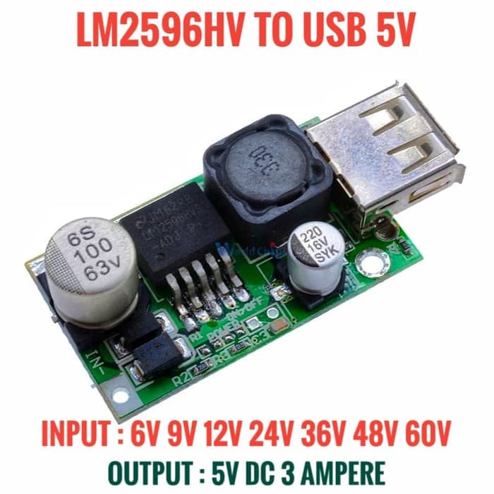 Jual LM2596HVS LM2596HV High Voltage DC Stepdown 5-60V to USB Port 5V DC 3A | Shopee Indonesia