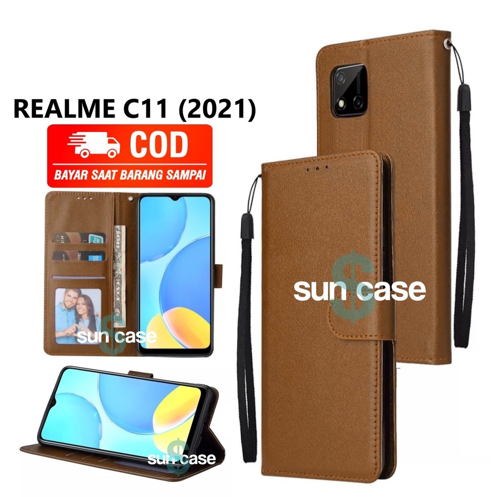Jual Casing REALME C11 2021 model flip buka tutup case kulit ada tempat ...