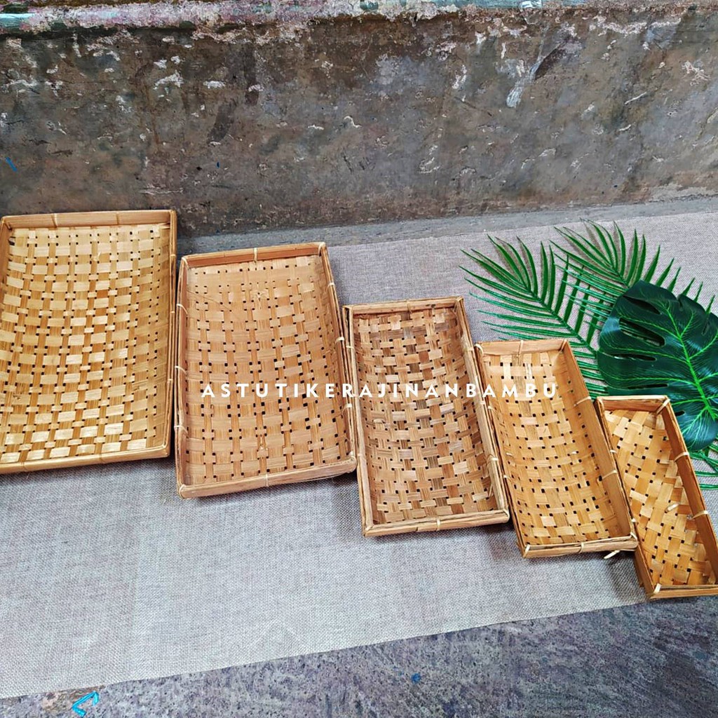 Jual Piring Sate Bambu 1 SET (5 Ukuran)/PIRING SAJI/PIRING SATE/PIRING ...