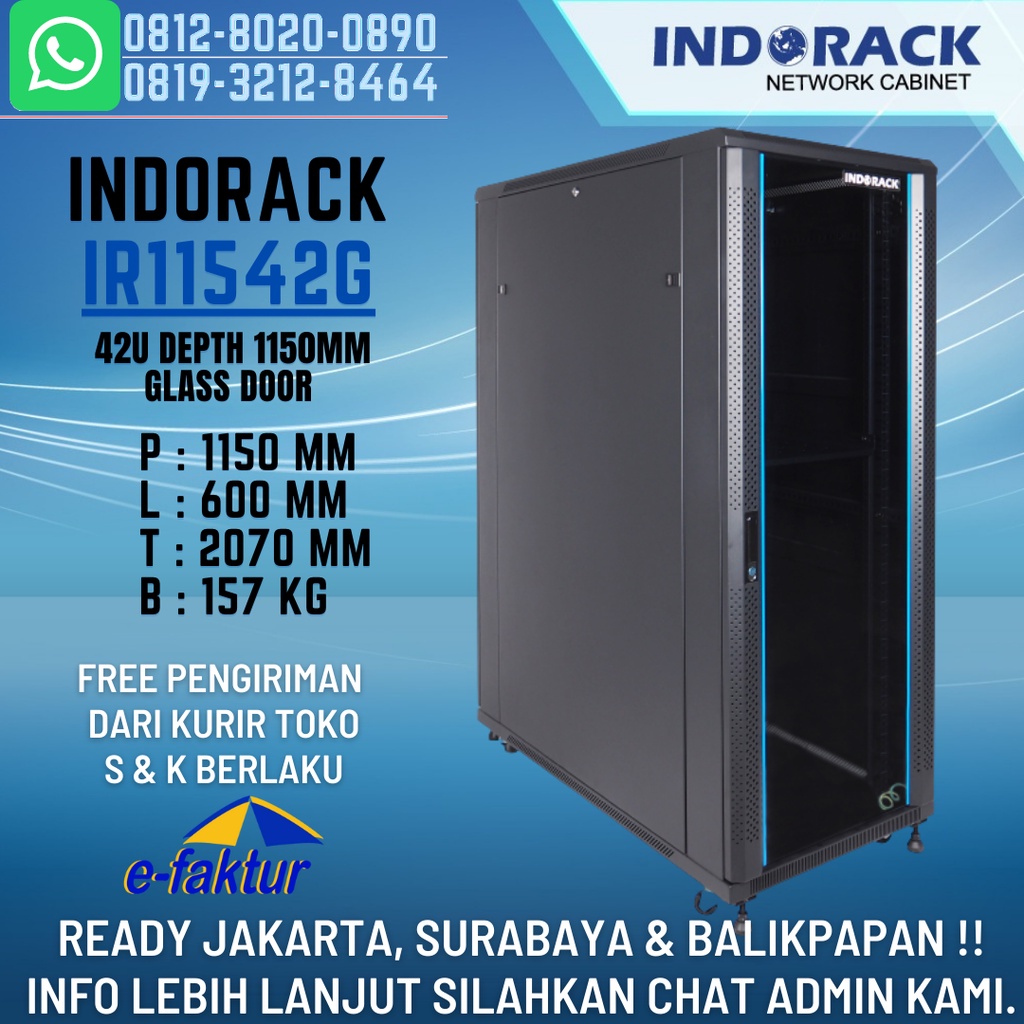 Jual INDORACK STANDING CLOSE RACK 42U DEPTH 1150mm GLASS DOOR ...