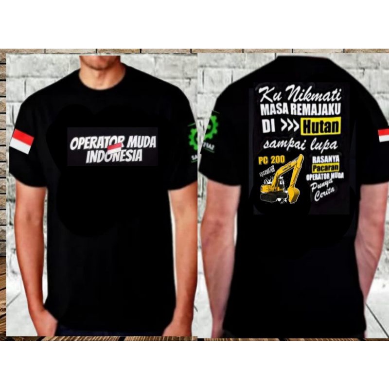Jual Kaos sablon DTF excavator komatsu operator muda indonesia kata ...