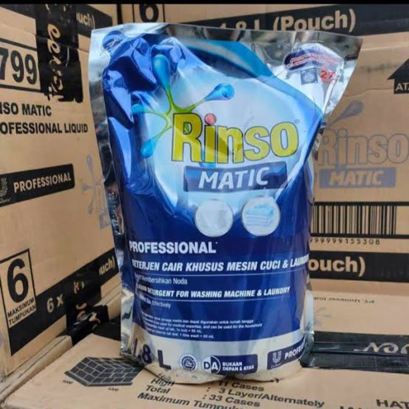 Jual Rinso Matic Liquid Detergent Professional 1 Dus ( 6 Pouch x 1,65 L ) | Shopee Indonesia
