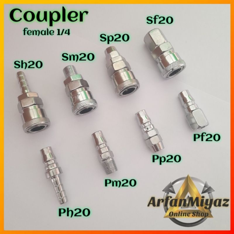 Jual Quick Coupler Male Dan Female 1/4 Sambungan Selang Angin Kompresor ...