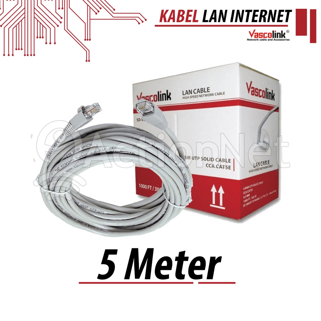 Jual Kabel Lan Cat 5e VASCOLINK 5 meter Siap Pakai | Shopee Indonesia