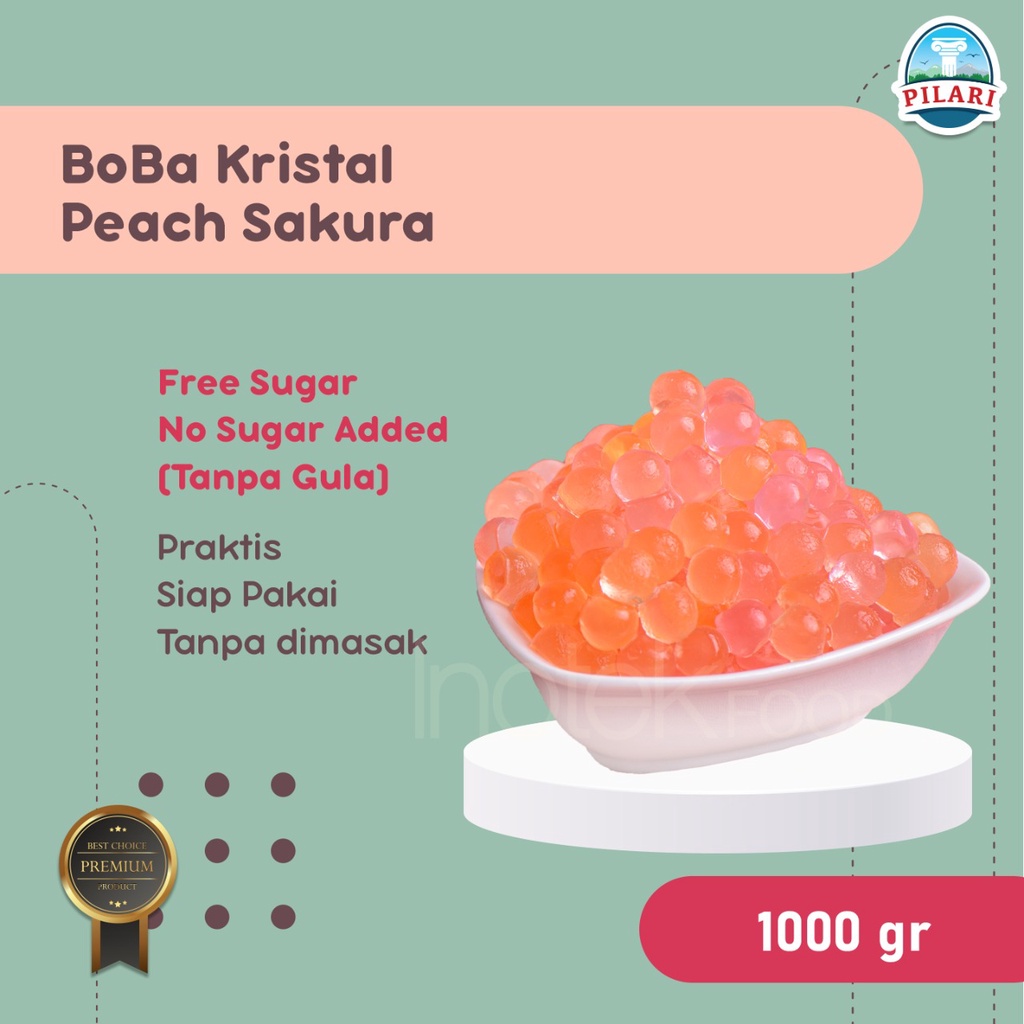 Jual BOBA KRISTAL PEACH SAKURA @1KG /1000GR/ JELLY BOBA PRAKTIS SIAP ...