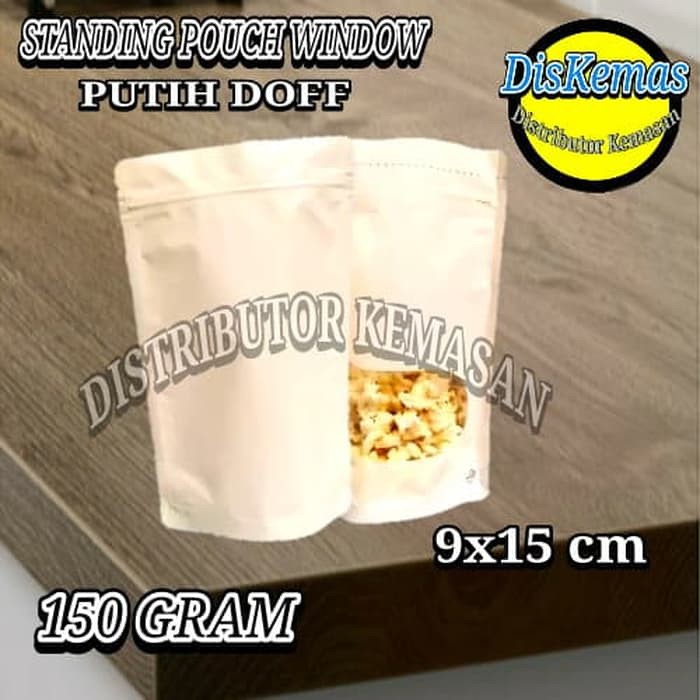 Jual STANDING POUCH WINDOW PUTIH DOFF 150 GRAM ZIPPER | Shopee Indonesia