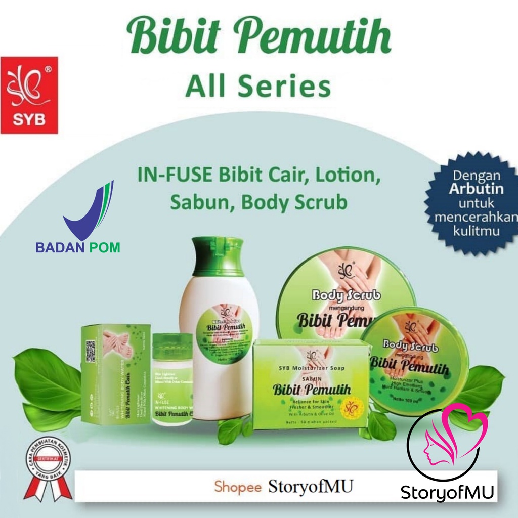 Jual SYB Bibit Pemutih with Arbutin - Whitening Lotion Body Scrub Wash ...