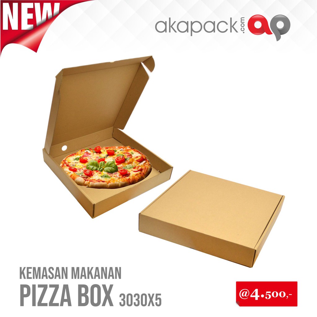 Jual Box pizza die cut uk 30x30x5cm kardus packing | Shopee Indonesia