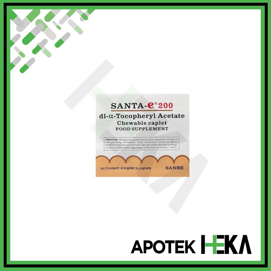 Jual Santa E 200 IU Kaplet Strip isi 4 Tablet - Suplemen Vitamin E ...