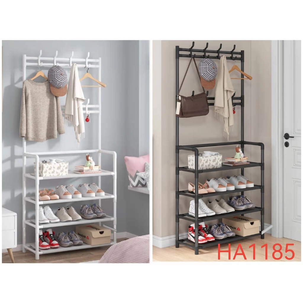 Jual Rak sepatu + hanger tas topi / stand hanger rak sepatu penyimpanan ...