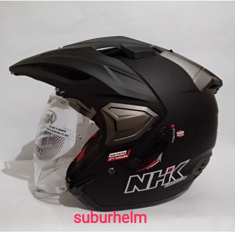 Jual HELM NHK PREDATOR CRYPTON SOLID BLACK DOFF DAN GLOSSY DOUBLE VISOR ...