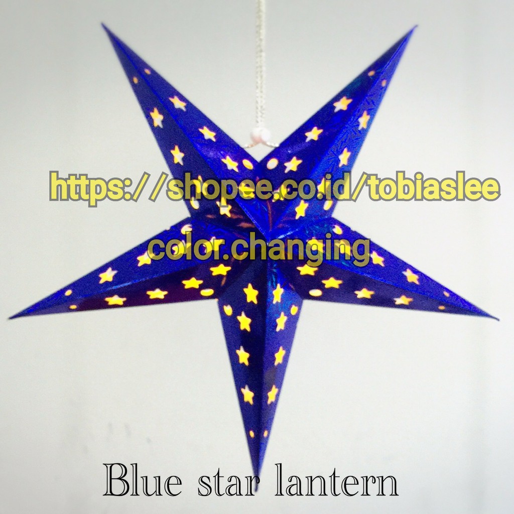 Jual lampion natal bintang 30 cm hologram outdoor dekorasi mall cafe ...