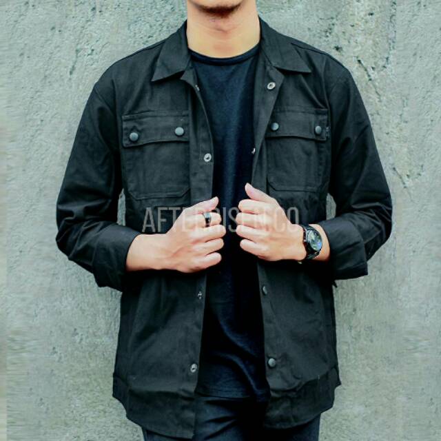 Jual Jaket semiparka hitam / Semi parka / Jaket kanvas / Field jacket ...