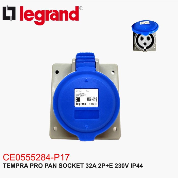 Jual LEGRAND P17 IP44 TEMPRA PRO PAN SOCKET 32A 2P+E 230V | Shopee ...