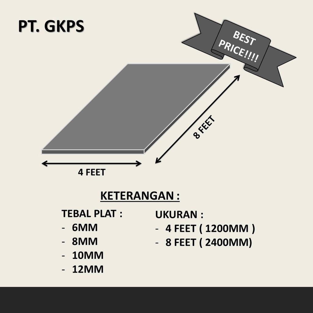Jual Plat Standart 12mm x 4' x 8' | Shopee Indonesia
