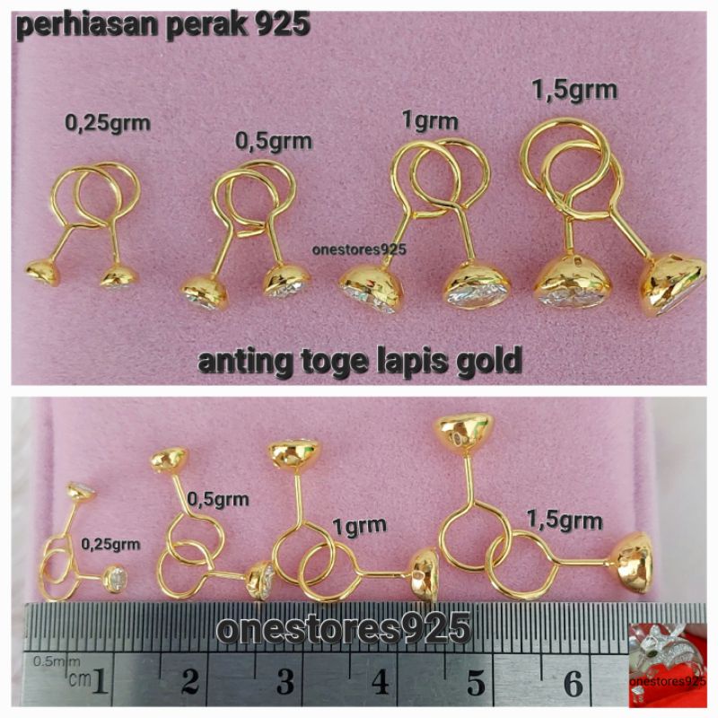 Jual ANTING TOGE PERAK ASLI 925 LAPIS EMAS KUNING | Shopee Indonesia