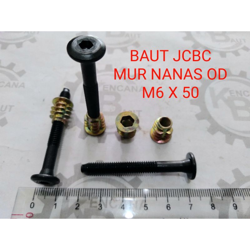 Jual BAUT JCBC M6 X 50 MUR NANAS OD HITAM / KNOCKDOWN / BAUT SPEAKER / BAUT MEBEL / DIPAN ...