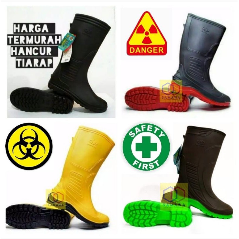 Sepatu Boot Safety Boots Tinggi 35cm New Era Anti Air Anti Minyak Anti ...