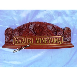 Jual Papan nama meja kayu name plate ukiran bali bunga teratai isi ...