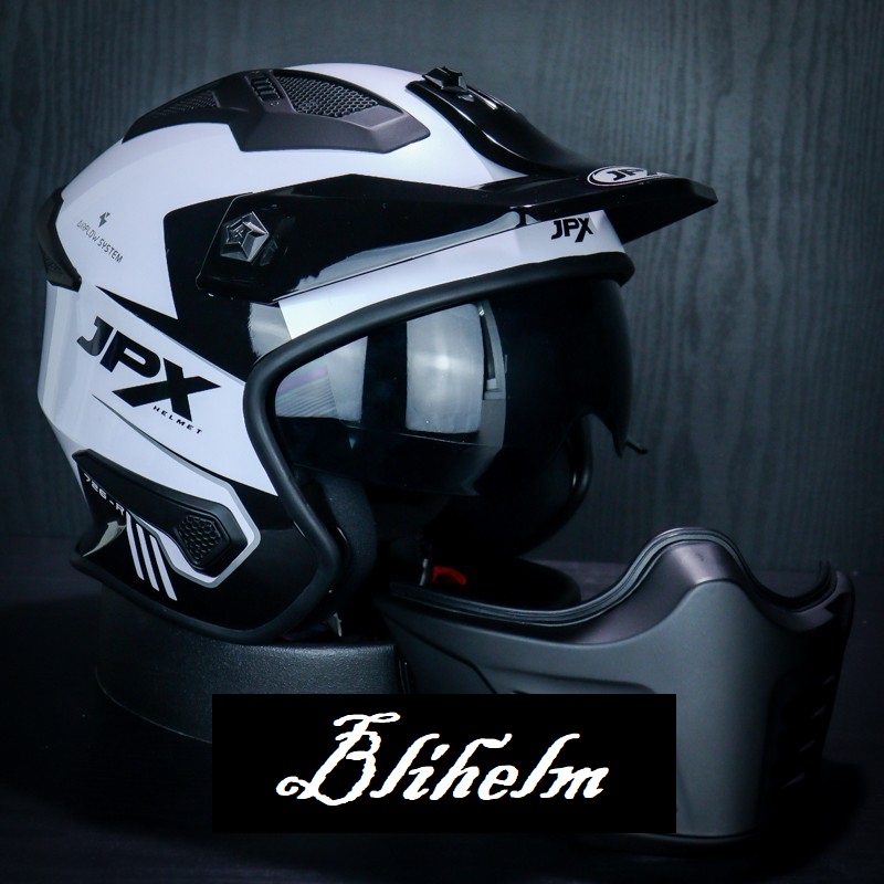 Jual HELM JPX MX726R PEARL WHITE BLACK | MX X726-R CROSSOVER | FULL ...