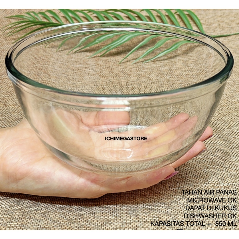 Jual ICHI Glass Bowl Mangkuk Kaca Medium Tebal Bulat Noodle Baso ...