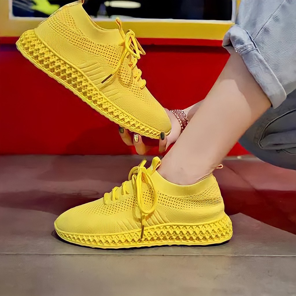 Jual Sepatu Jogging Wanita Murah Import Warna Kuning Putih 2022 Sepatu ...