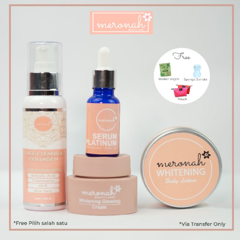 Jual Meronah Cream + Sabun collagen + Serum Platinum 20ml + Body Lotion ...