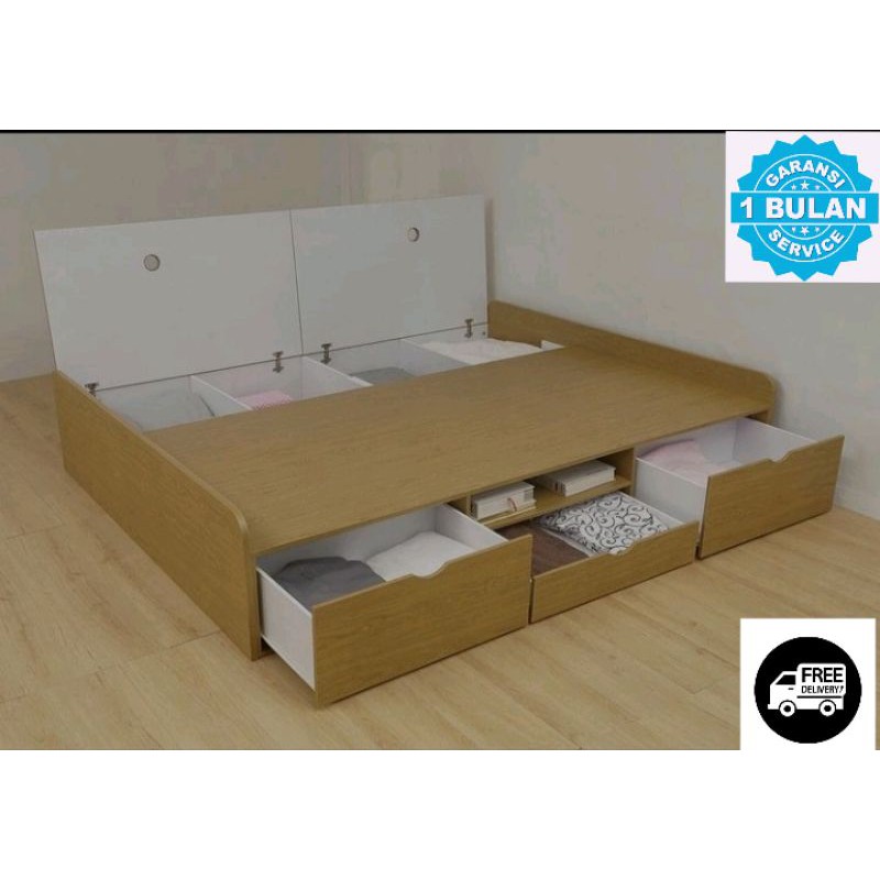 dipan ranjang tempat tidur bawah Laci custom 120x200 cm laminasi HPL ...