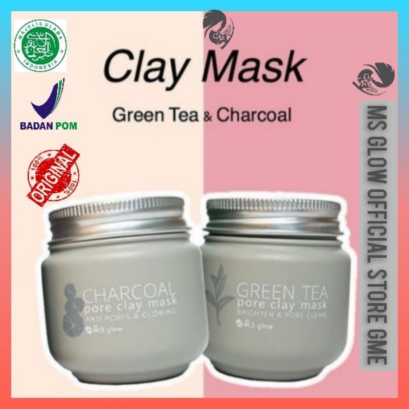 Jual MS GLOW CLAY MASK GREEN TEA CHARCOAL MS GLOW MASKER WAJAH SKINCARE ...