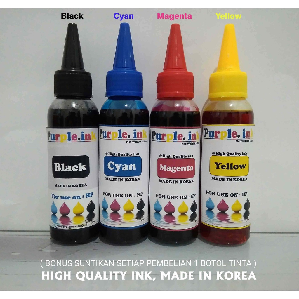 Jual TINTA REFILL PRINTER HP ISI 100ML PURPLE INK ( TERSEDIA 4 VARIAN ...