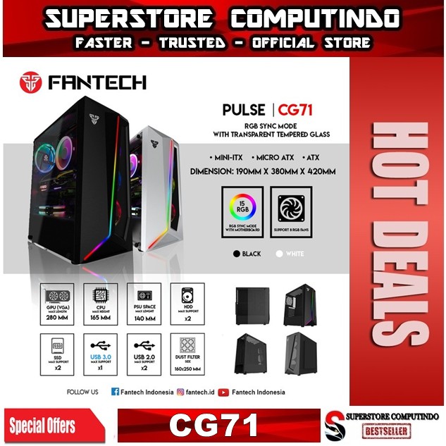Jual Fantech PULSE CG71 Tempered Glass RGB Gaming Case ATX | Shopee ...