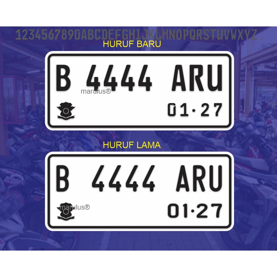 Jual Stiker Cutting Skotlet Plat Nomor TNKB MOTOR Huruf Hitam Baru ...