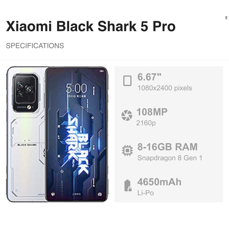 Jual Xiaomi Black Shark 5 Pro 16GB 512GB Snapdragon8 Gen1 Inter ...