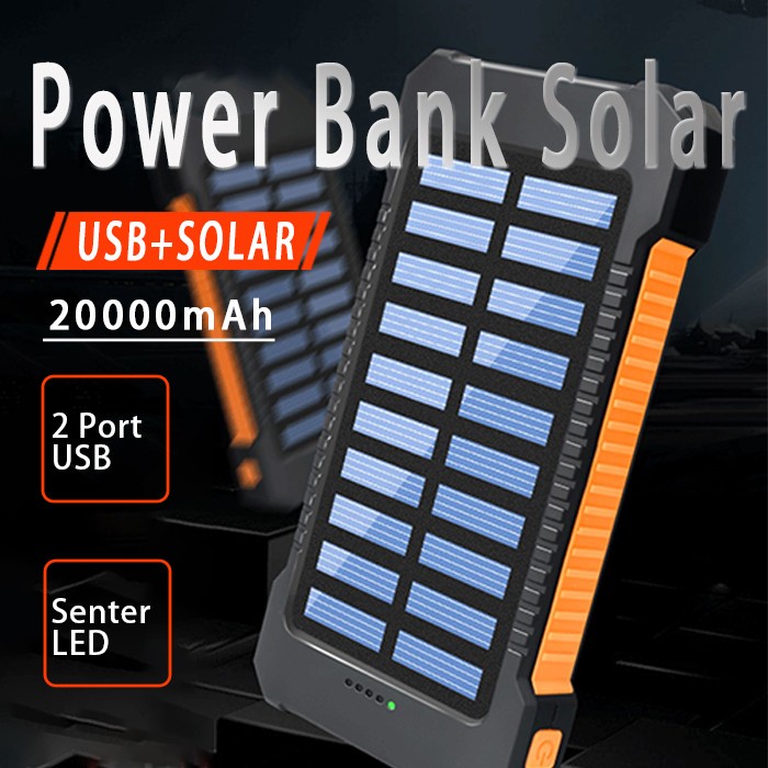Jual Power bank solar / Tenaga Surya /Matahari charger 20.000 mAH ...