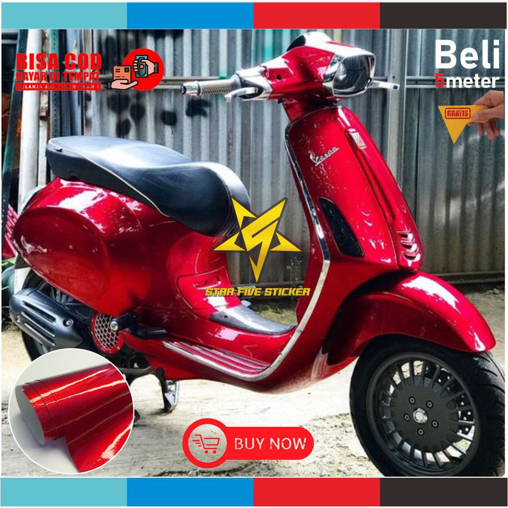 Jual Stiker Skotlet Motor Mobil Warna Merah Candy | Shopee Indonesia
