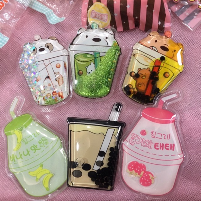 Jual Popsocket Boba Tea Water Squishy We bare bears Strawberry Milk ...
